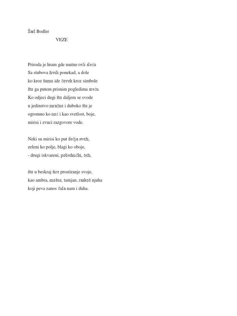 Šarl Bodler - Veze | PDF