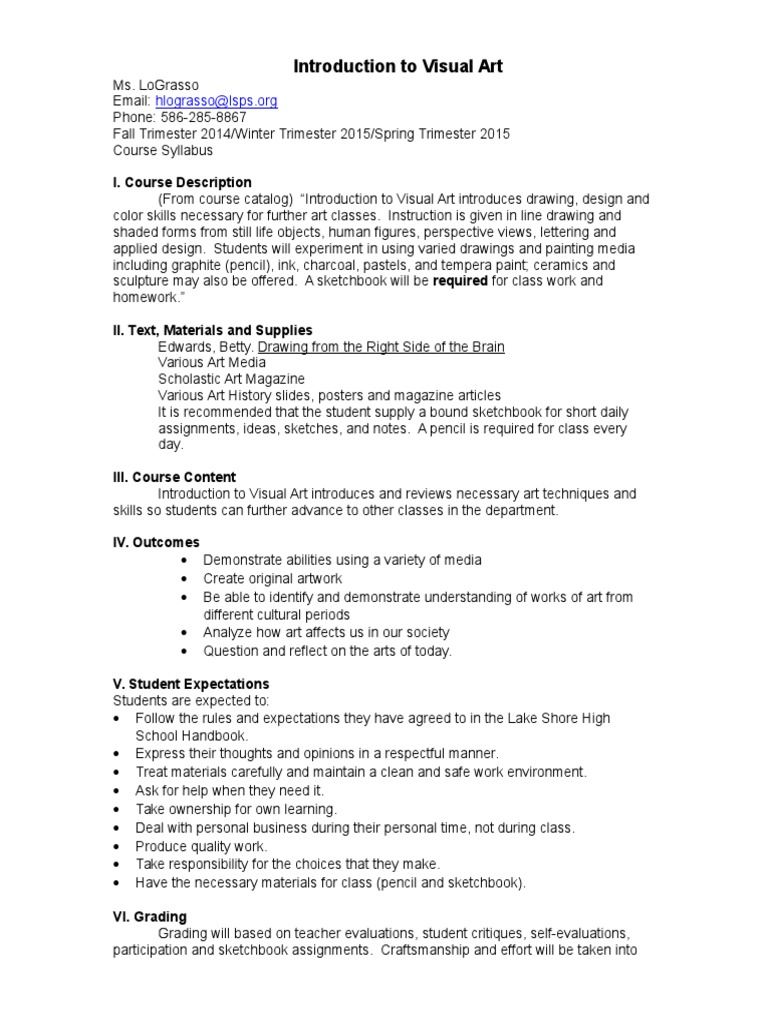 Basic Art Syllabus | PDF | Drawing | Figure Drawing