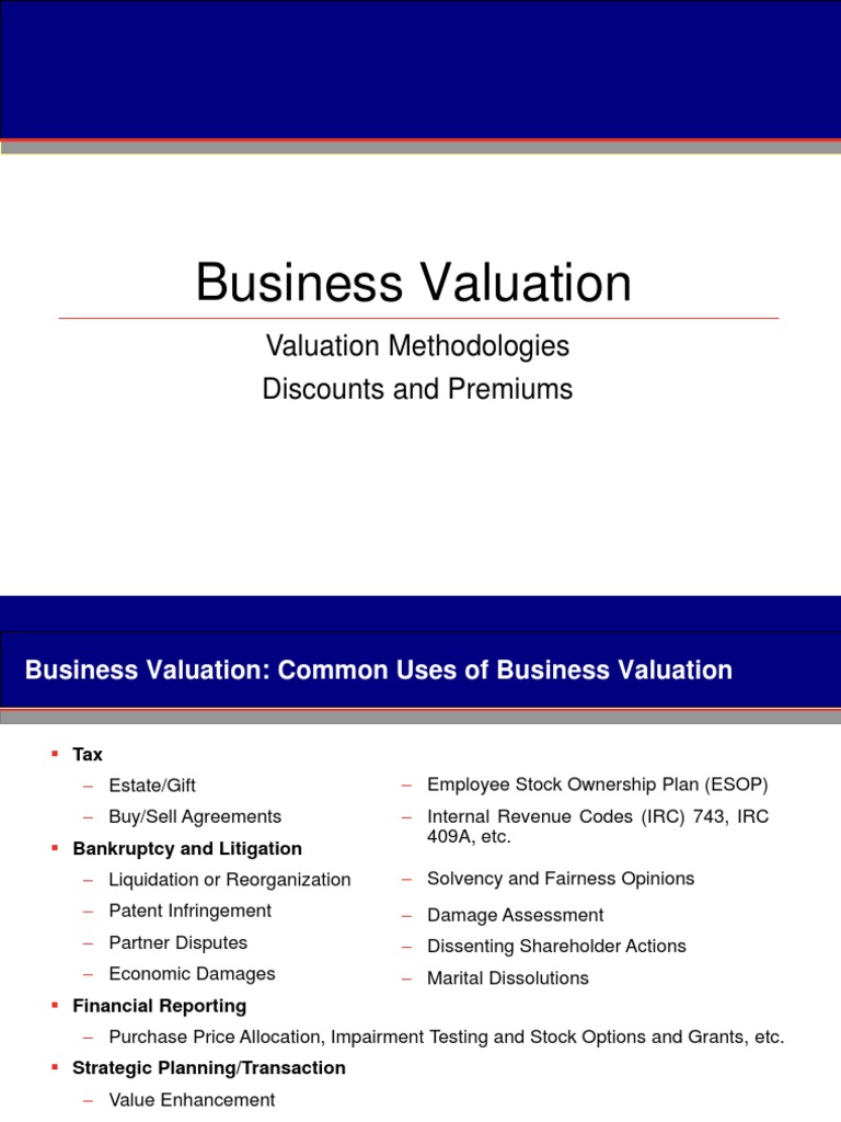 Business Valuation Presentation | PDF | Business Valuation | Cost Of ...