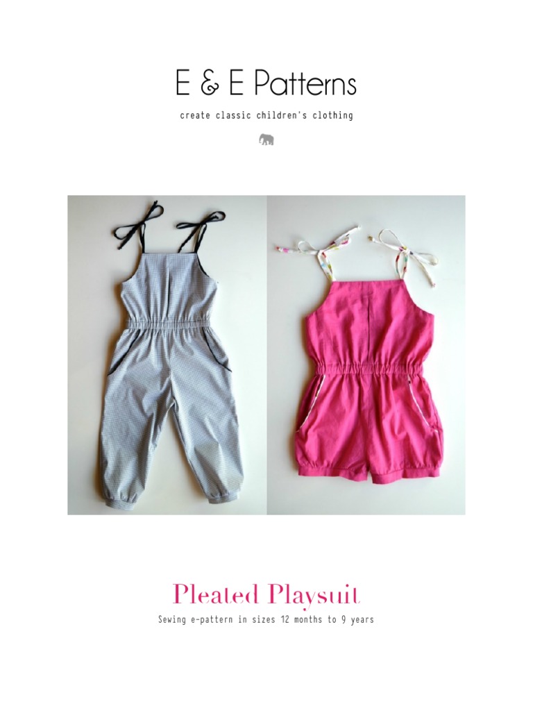 Pleated Playsuit Sewing Pattern | PDF | Seam (Sewing) | Sewing