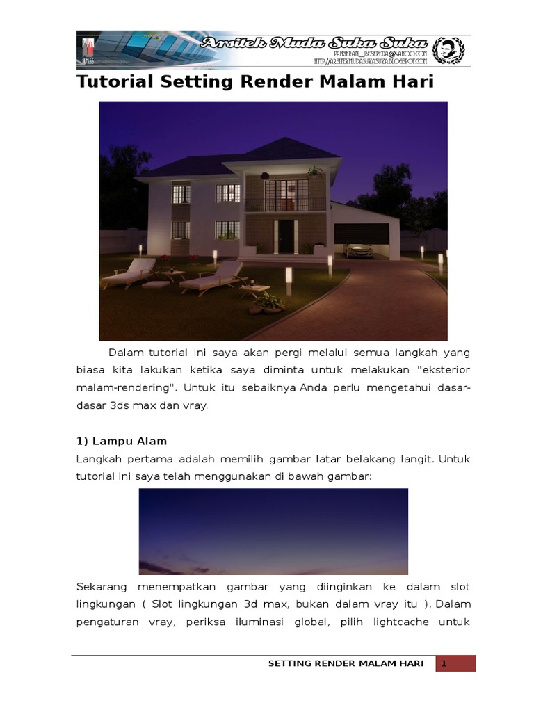 V-Ray Render (Autodesk 3DS Max) - Tutorial Setting Render Malam Hari | PDF