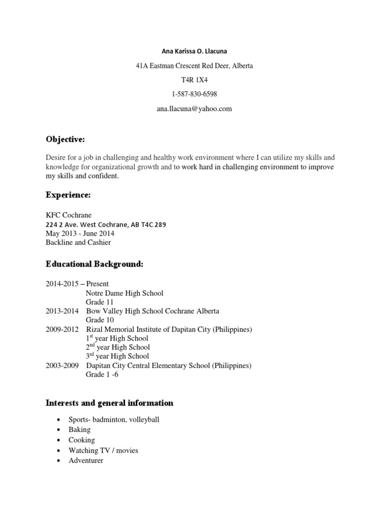 Ana Karissa Resume | PDF