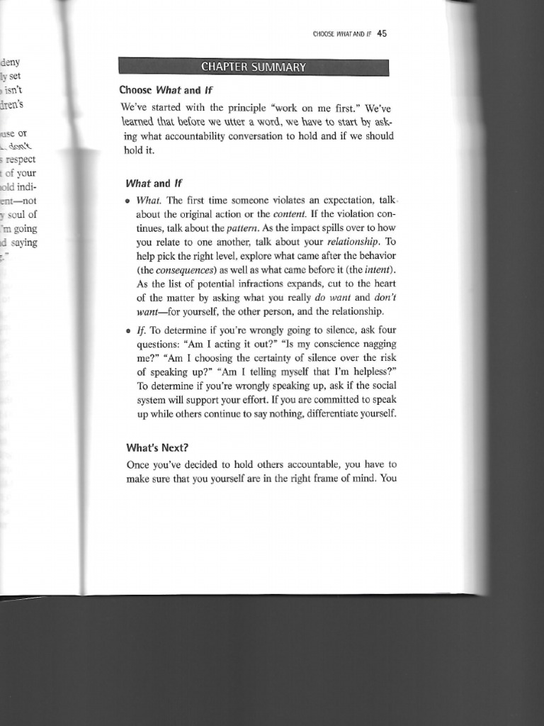 Crucial Accountability Chapter Summaries | PDF