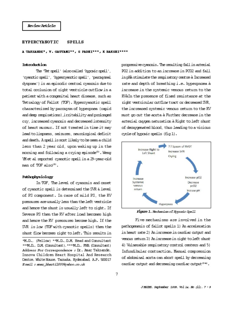 Hypoxic Spells | PDF | Physiology | Diseases And Disorders