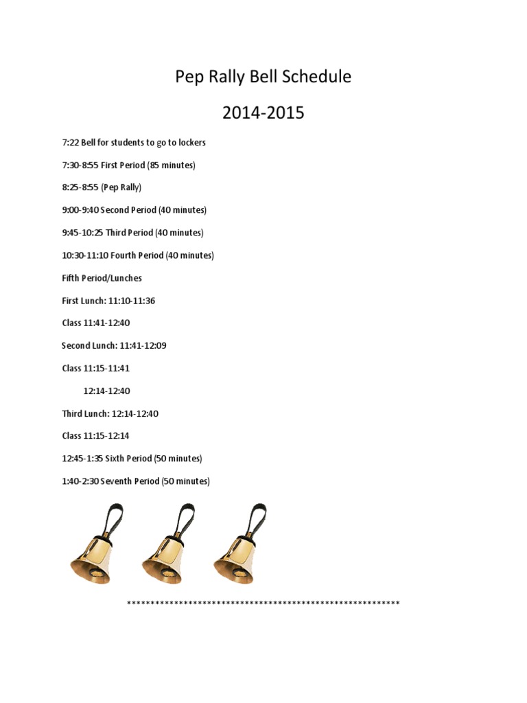 Pep Rally Bell Schedule 1st Period | PDF