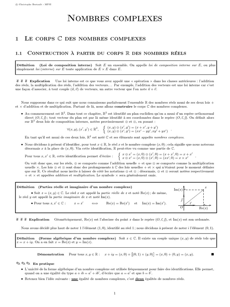 Cours - Nombres Complexes PDF | PDF | Nombre complexe | Racine carrée