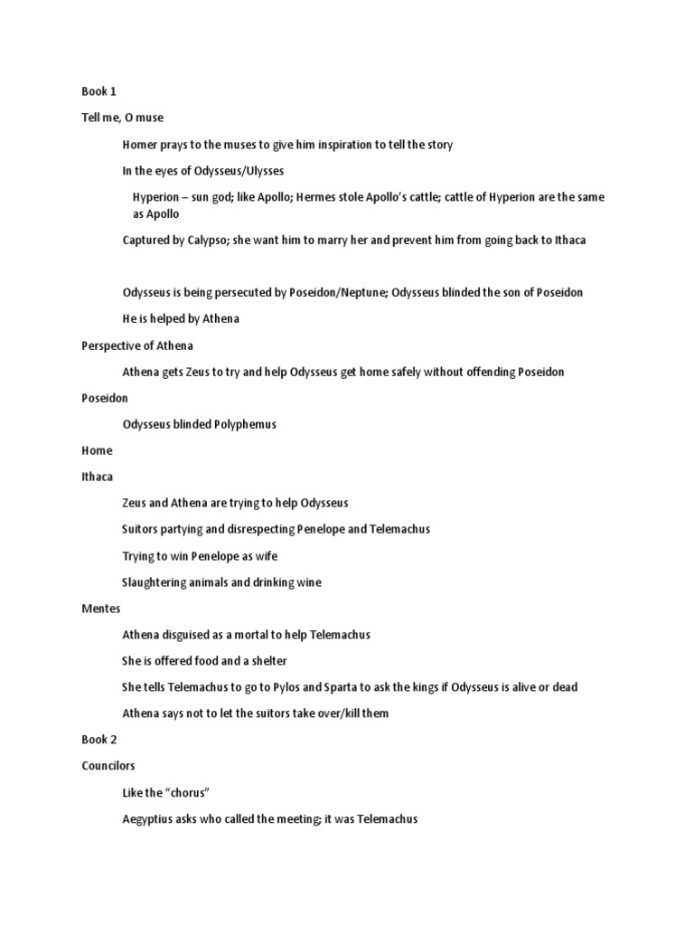 The Odyssey Part 1 Notes | PDF | Penelope | Odysseus