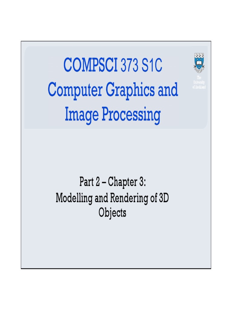 Part 2 Chapter 3 Modelling And Rendering Of 3d Objects Pdf 3 D Modeling Rendering