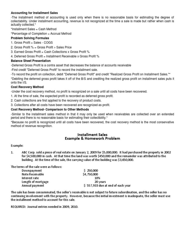 Accounting For Installment Sales | PDF | Debits And Credits | Gross Income