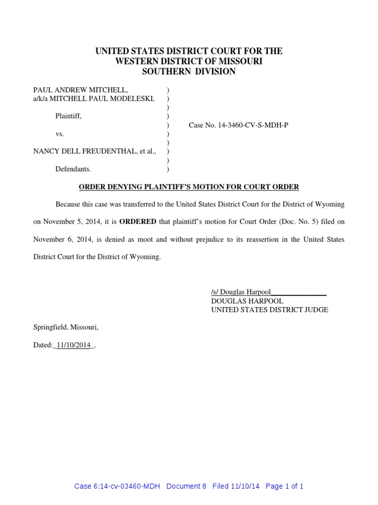United States District Court For The Western District of Missouri ...