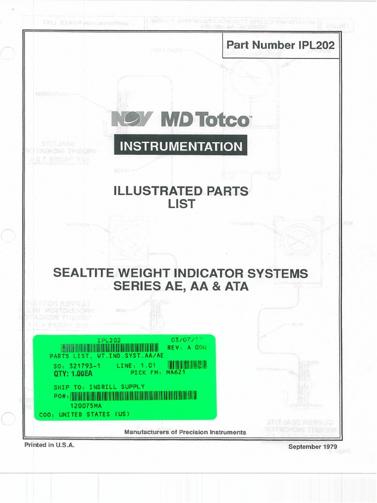 Part List WI MD Totco | PDF
