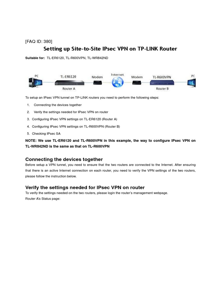 Setting Up Site-To-Site IPsec VPN On TP-LINK Router | PDF | Virtual Private Network | Router ...