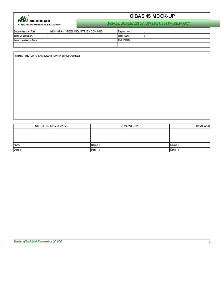 Final Dimension Report Blank | PDF