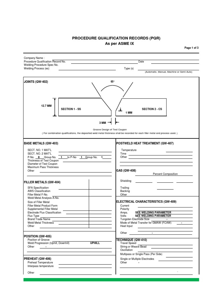 Pqr.asme.Blank | Welding | Construction