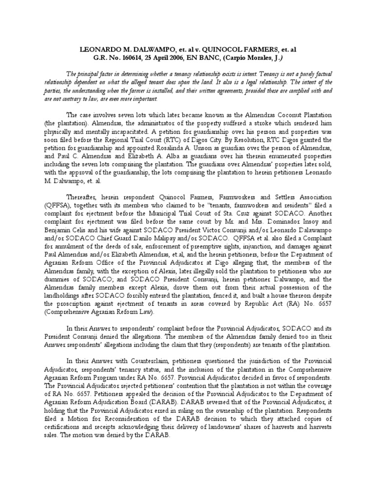 Dalwampo V Quinocol | PDF | Leasehold Estate | Legal Guardian