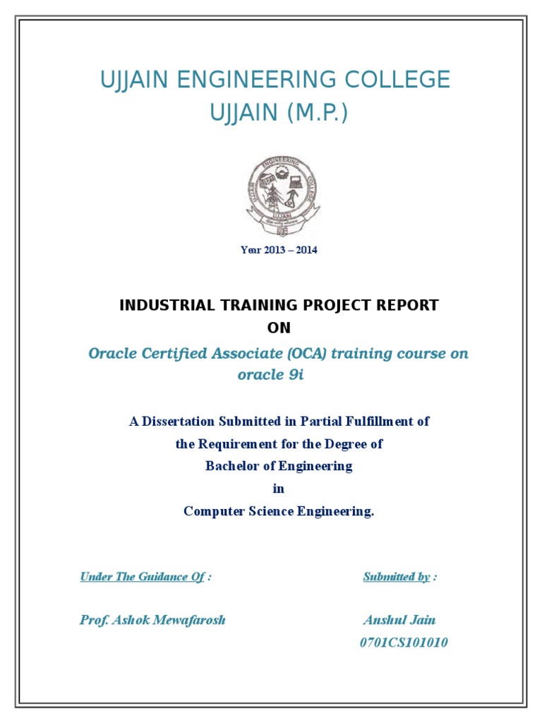 Project Report On Oracle DB | PDF | Oracle Database | Databases