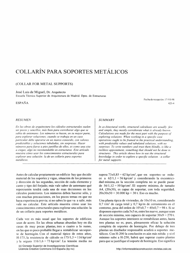 Collarin Metalico | PDF | Hormigón | Pandeo