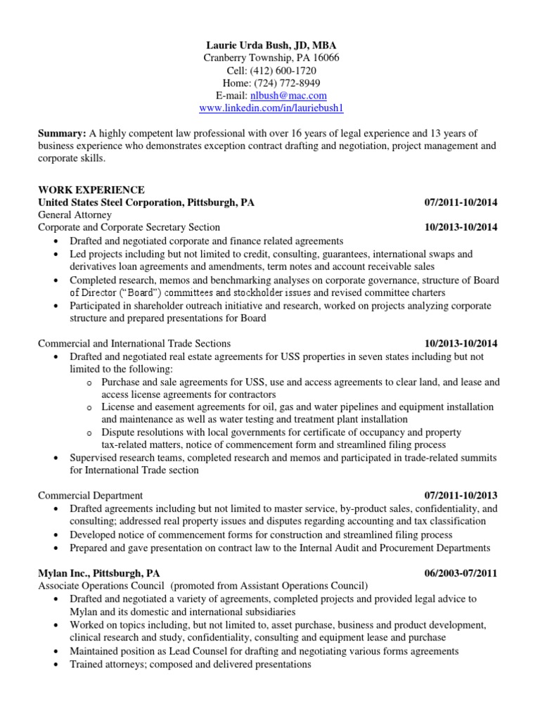 Corporate Attorney Contracts Real Estate in Pittsburgh PA Resume Laurie ...