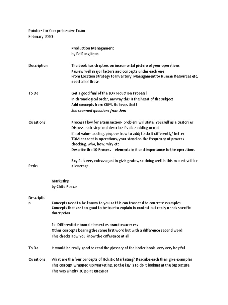 Pointers for Comprehensive Exam | Brand | Marketing