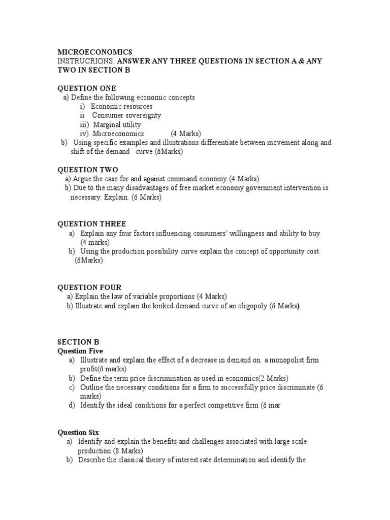 Microeconomics Two in Section B Question One | PDF | Business