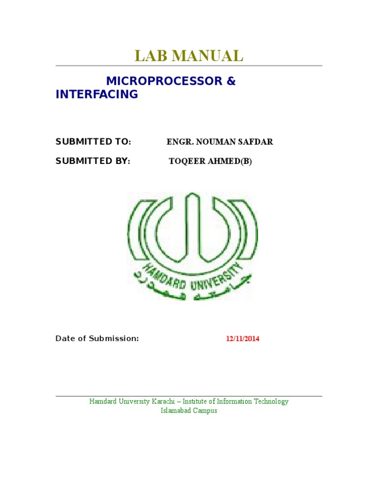 Lab Manual: Microprocessor & Interfacing | PDF | Science & Mathematics ...