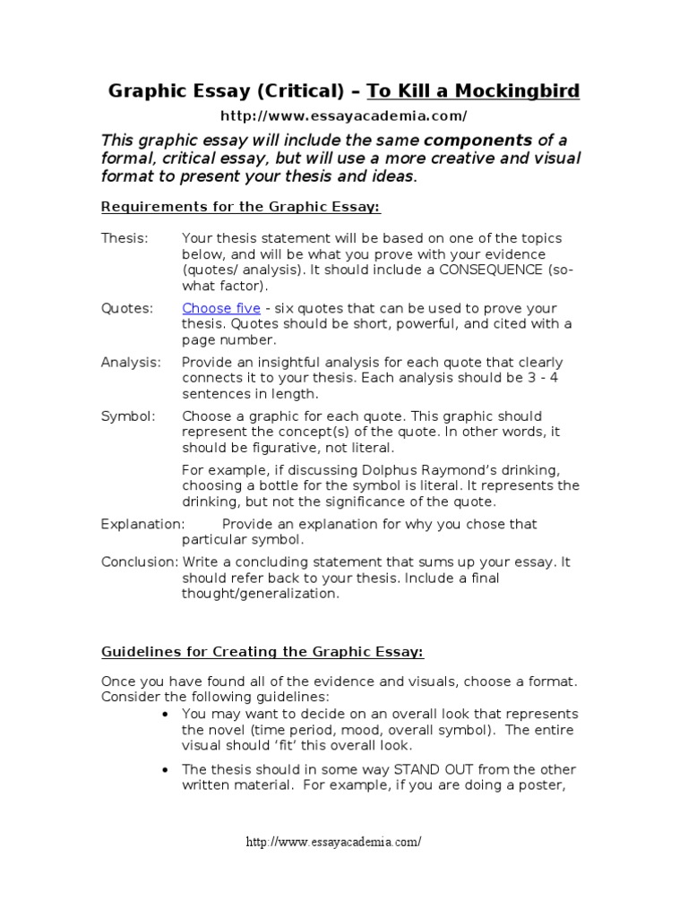 Graphic Essay (Critical) - To Kill A Mockingbird | PDF | Essays | Thesis