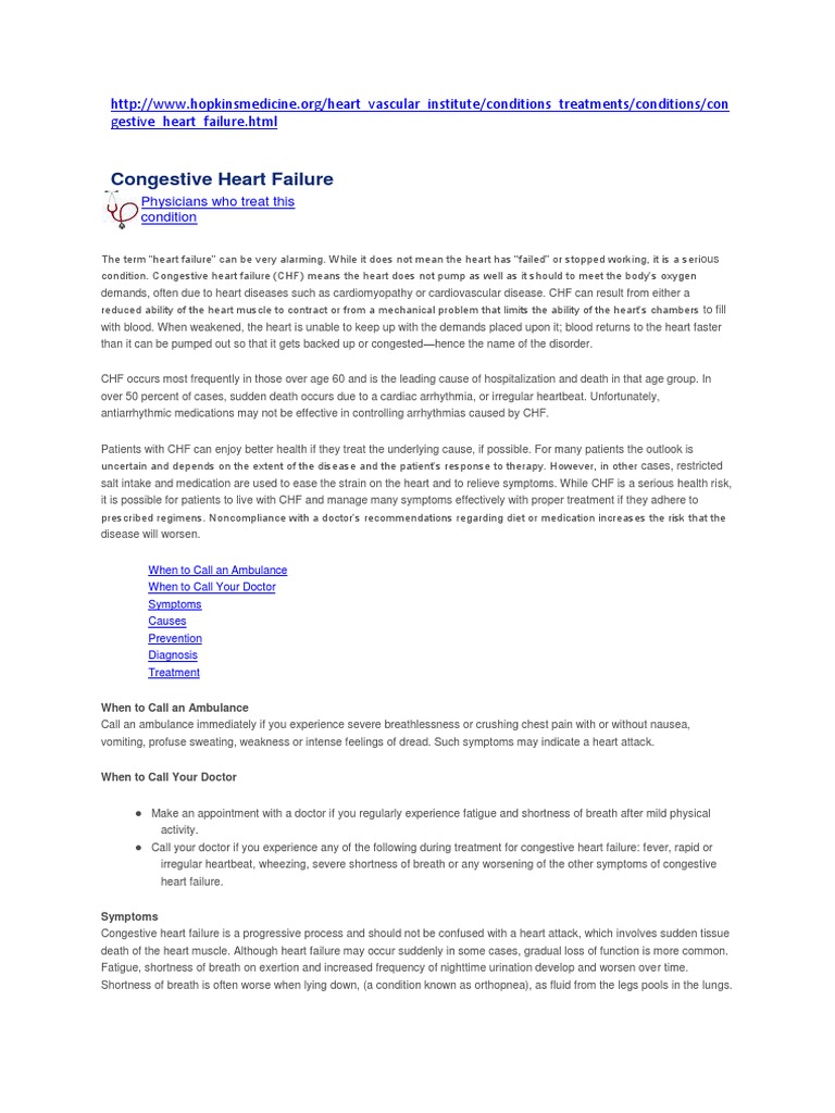 Congestive Heart Failure | PDF | Wellness