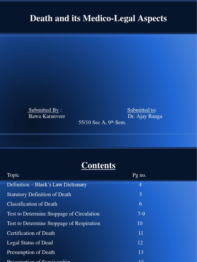 Death and Its Medico-Legal Aspects | PDF | Death Certificate | Heart