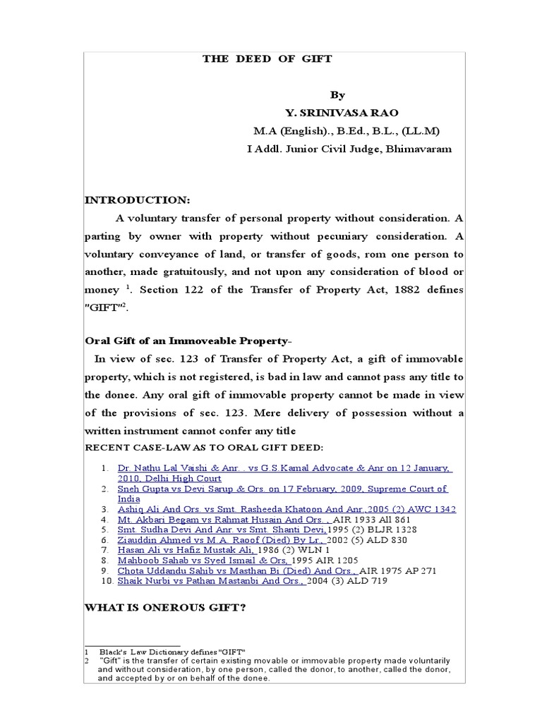 Gift Deed | PDF | Deed | Property