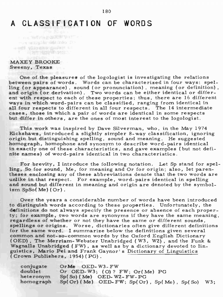 A Classification of Words | PDF | Definition | Philology