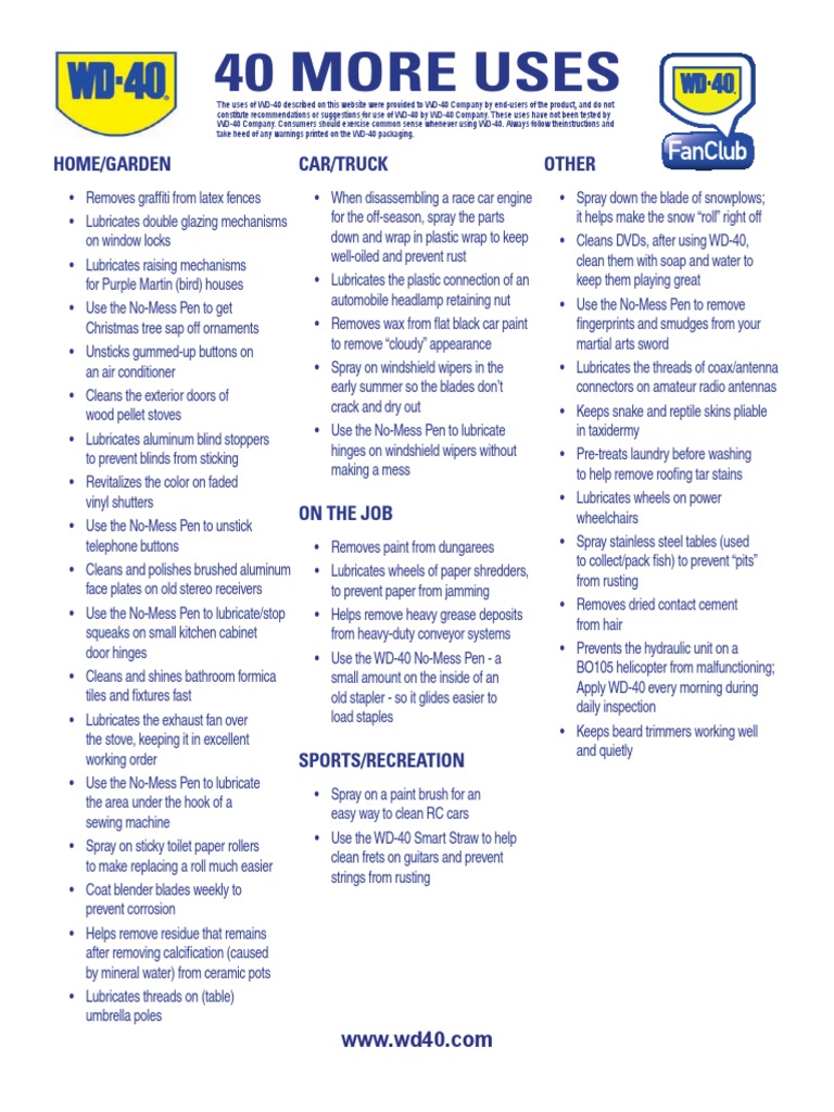 WD-40 Uses | PDF | Manmade Materials | Industries