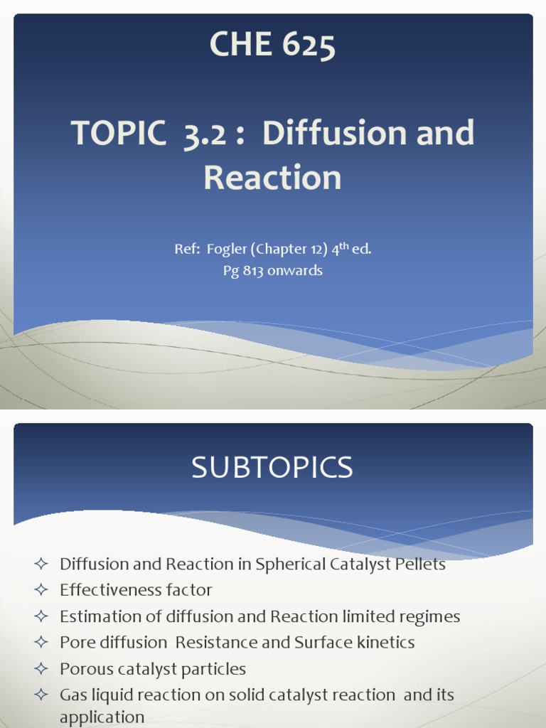 Topic 3.2 - Internal Diffusion and Reaction | PDF | Reaction Rate ...