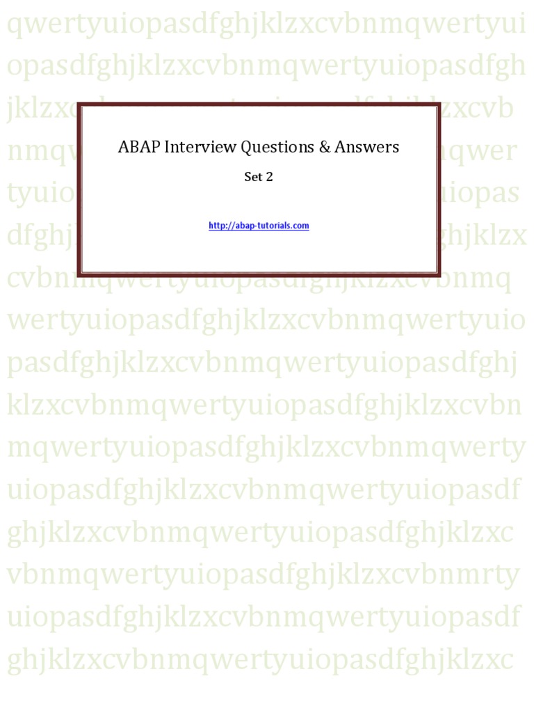 Abap Interview Questions And Answers Download Free Pdf Databases Software