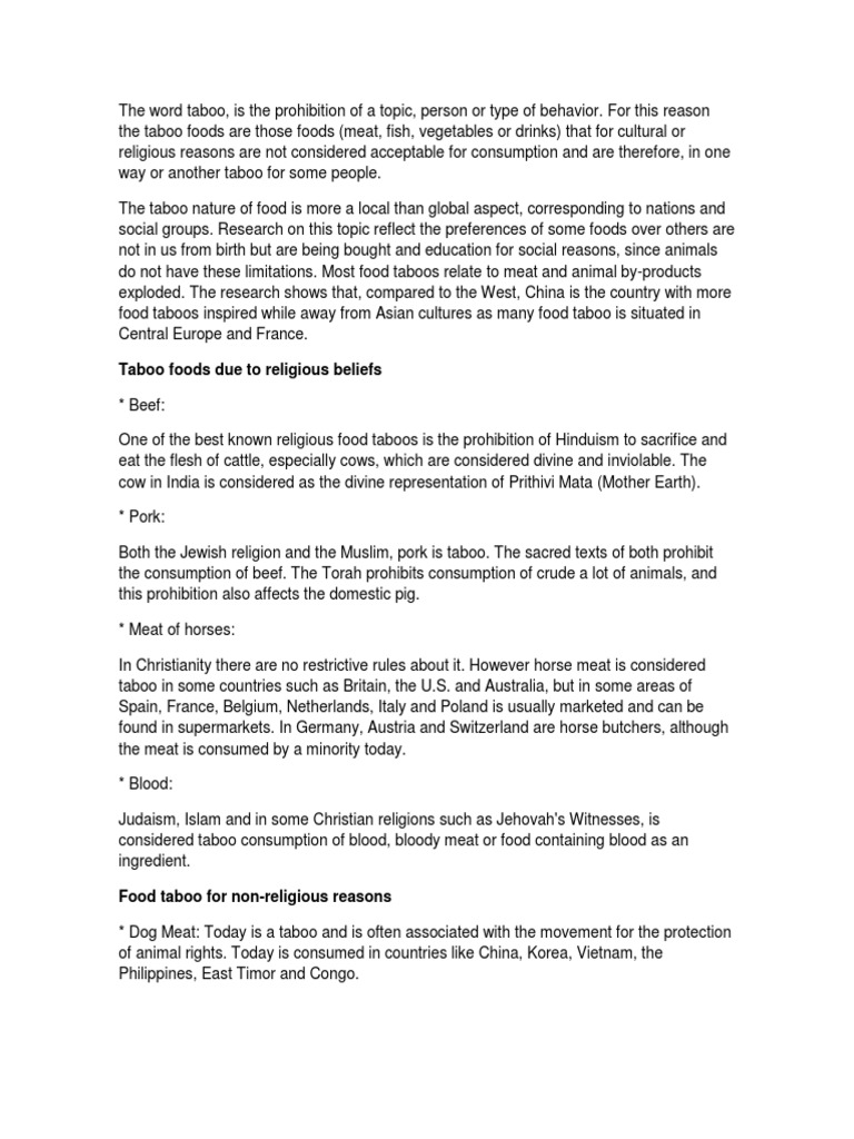 A Comprehensive Examination of Religious and Cultural Food Taboos ...