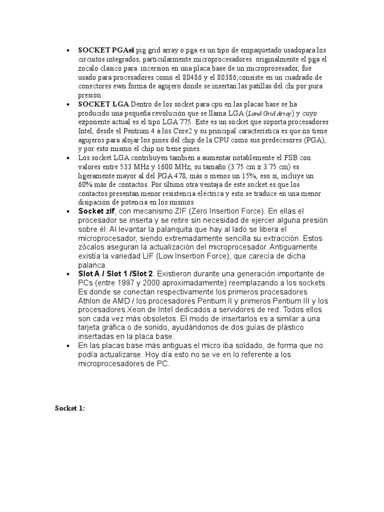 SOCKETS | PDF | Micro dispositivos avanzados | Unidad Central de ...