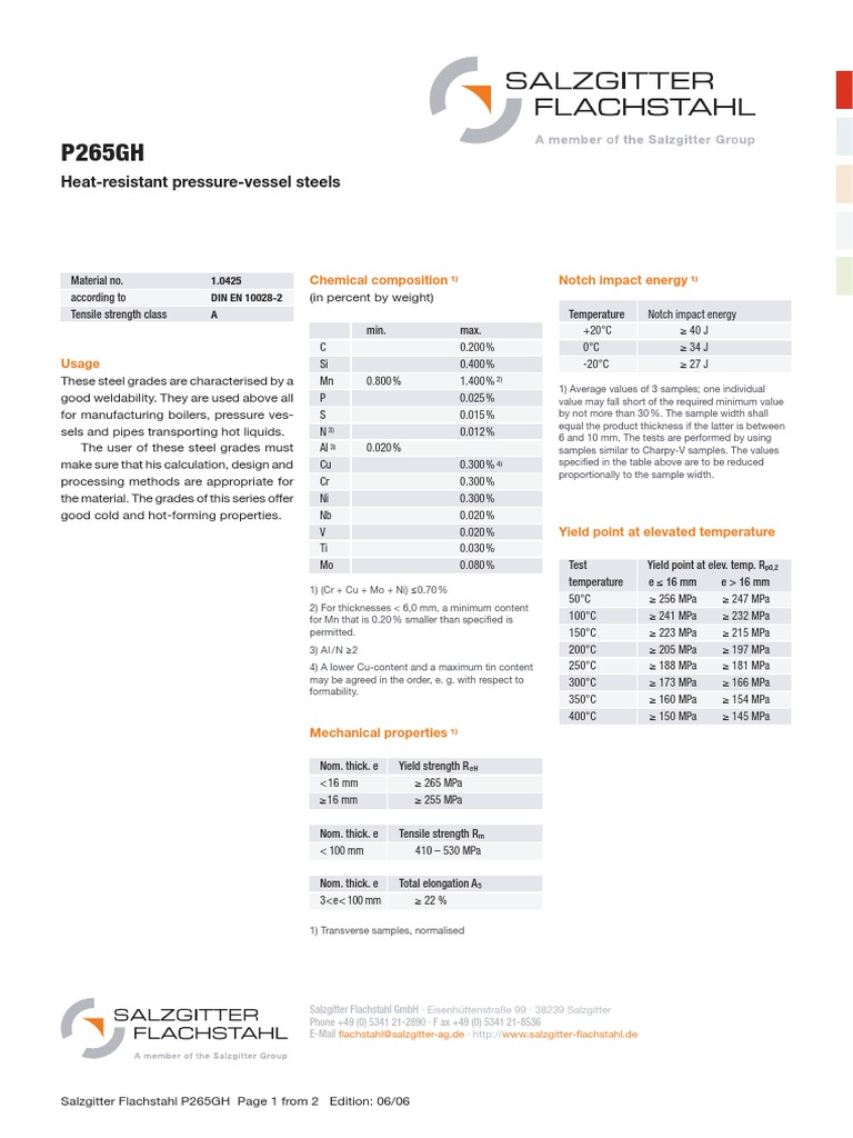 P265GH | PDF | Chemistry | Materials