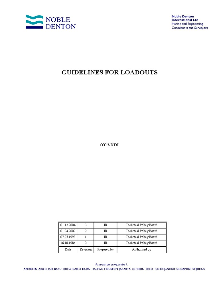 Noble Denton Guidelines For Loadouts | PDF | Crane (Machine) | Tide