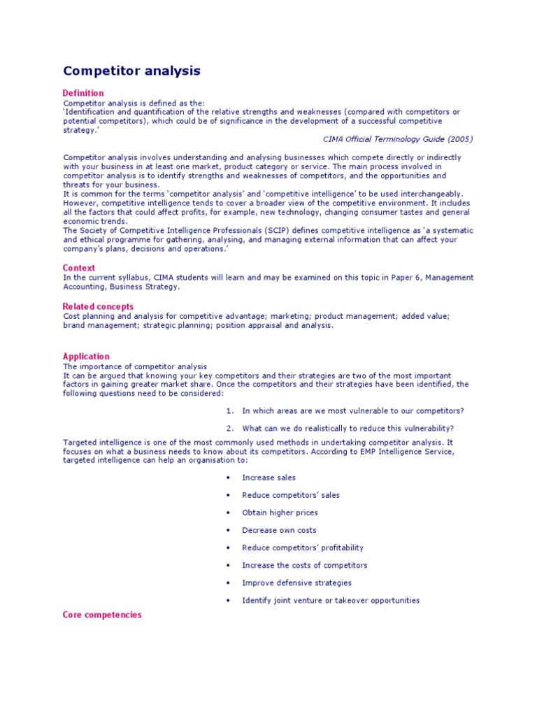 Competitor Analysis | PDF | Strategic Management | Competition