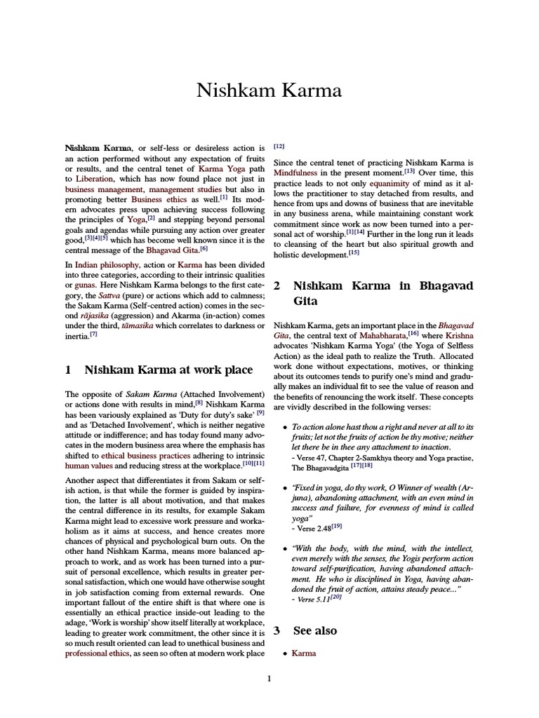 Understanding Nishkam Karma Principles | PDF | Hindu Prayer And ...