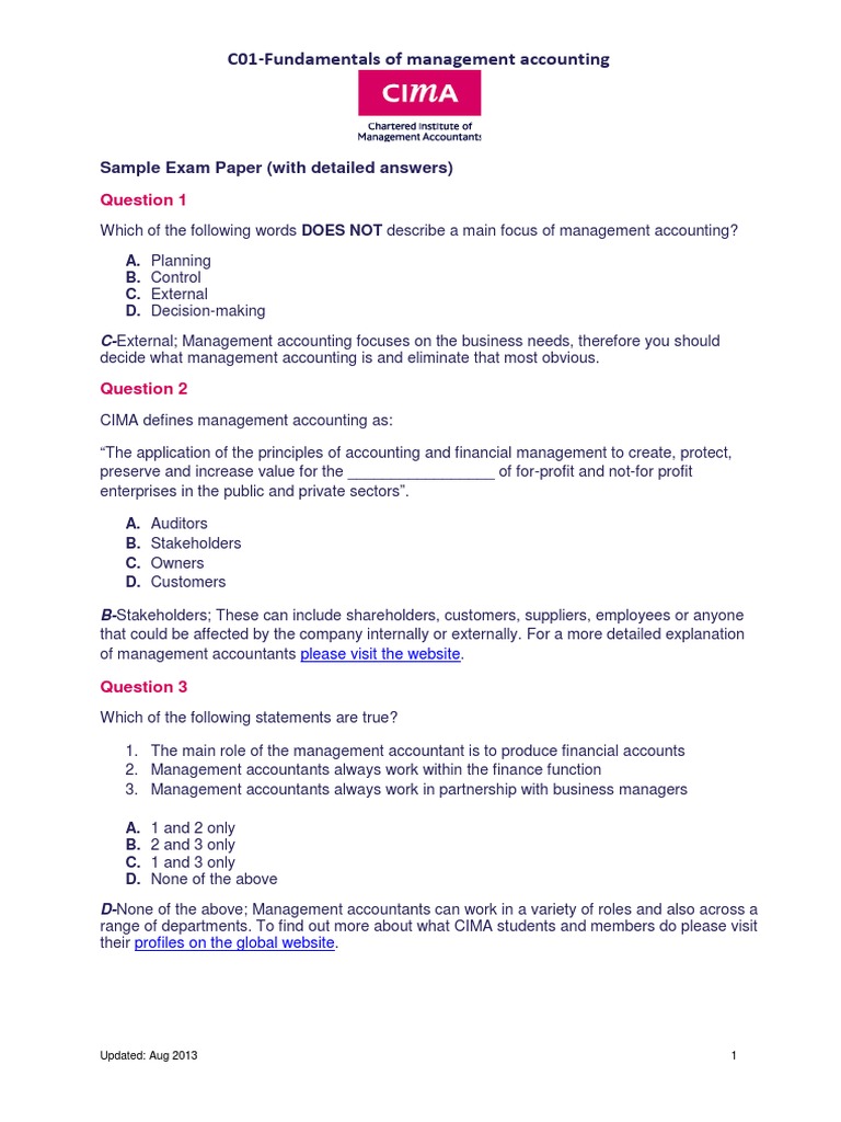 C01 Modelquestionpaper Answers | PDF | Debits And Credits | Internal ...