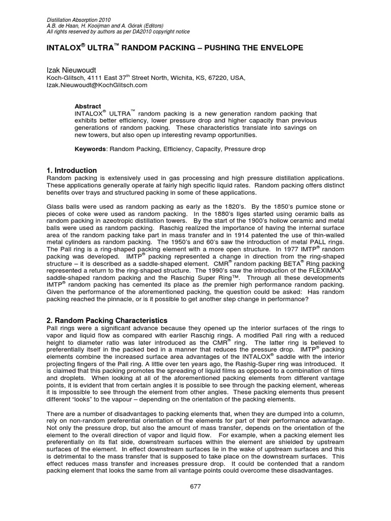 Intalox® Ultra™ Random Packing - Pushing The Envelope | PDF ...