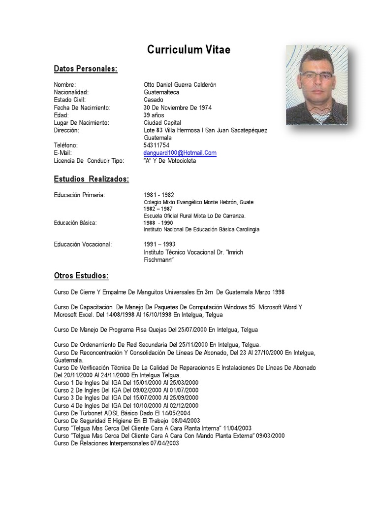 Curriculum Vitae Daniel Guerra Calderon Nuevo | PDF | Microsoft Office | Microsoft