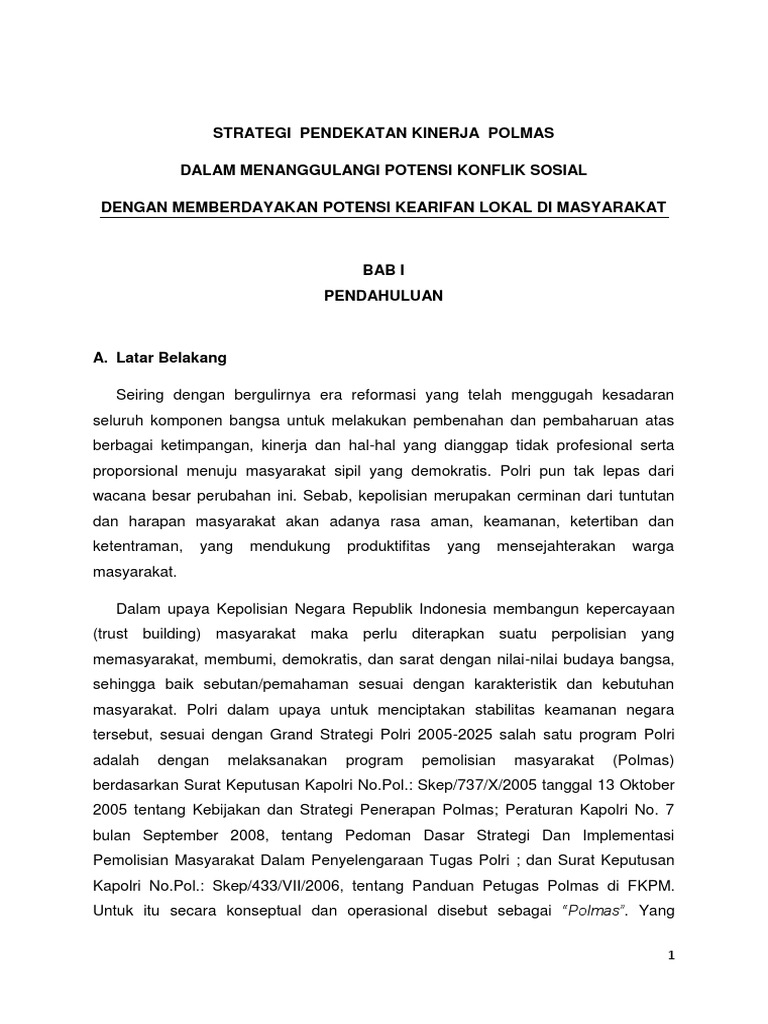 Strategi Pendekatan Polmas | PDF | Politik | Ilmu Sosial