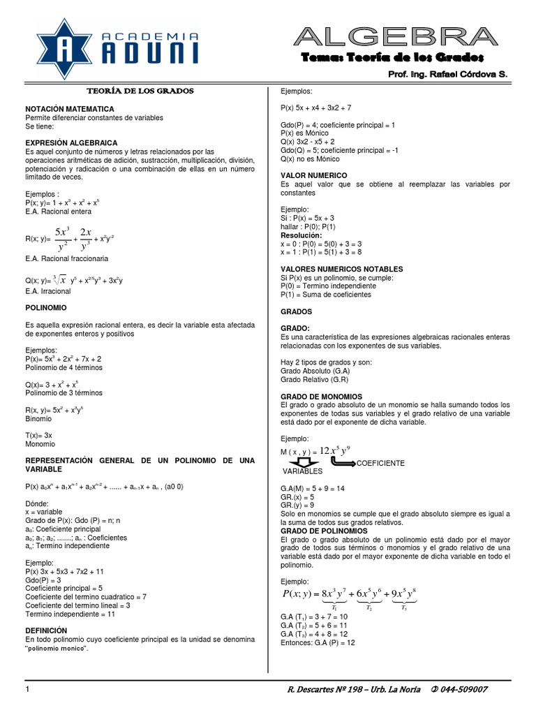 Teoria de Los Grados | PDF | Ciencia computacional | Álgebra