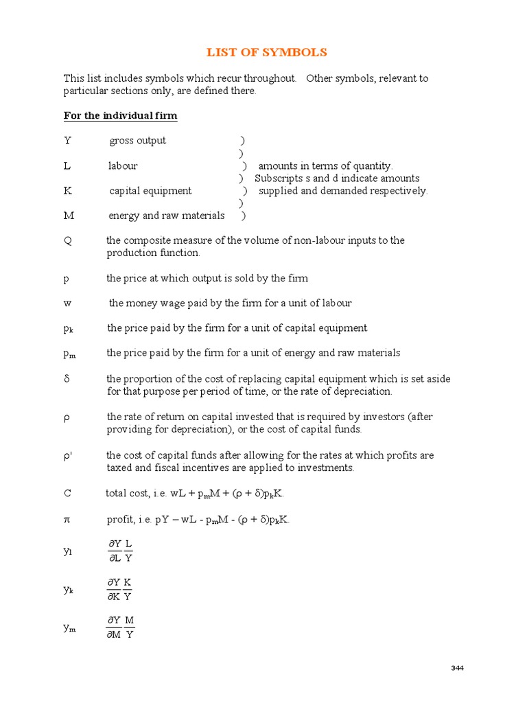 Economic Symbol | Labour Economics | Production Function