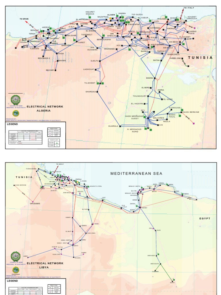 Algeria-Tunisia Electricity Grid Map | PDF | Electromagnetism | Electricity