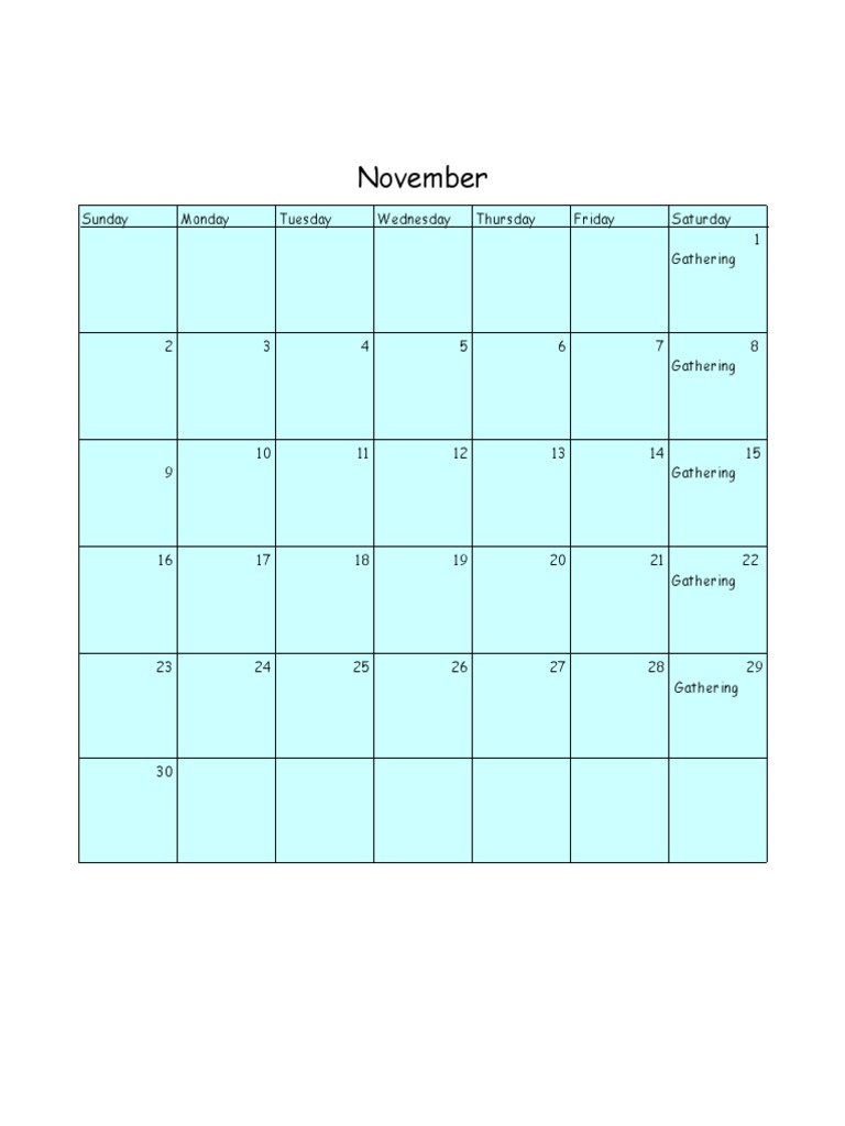 November Gathering Schedule | PDF