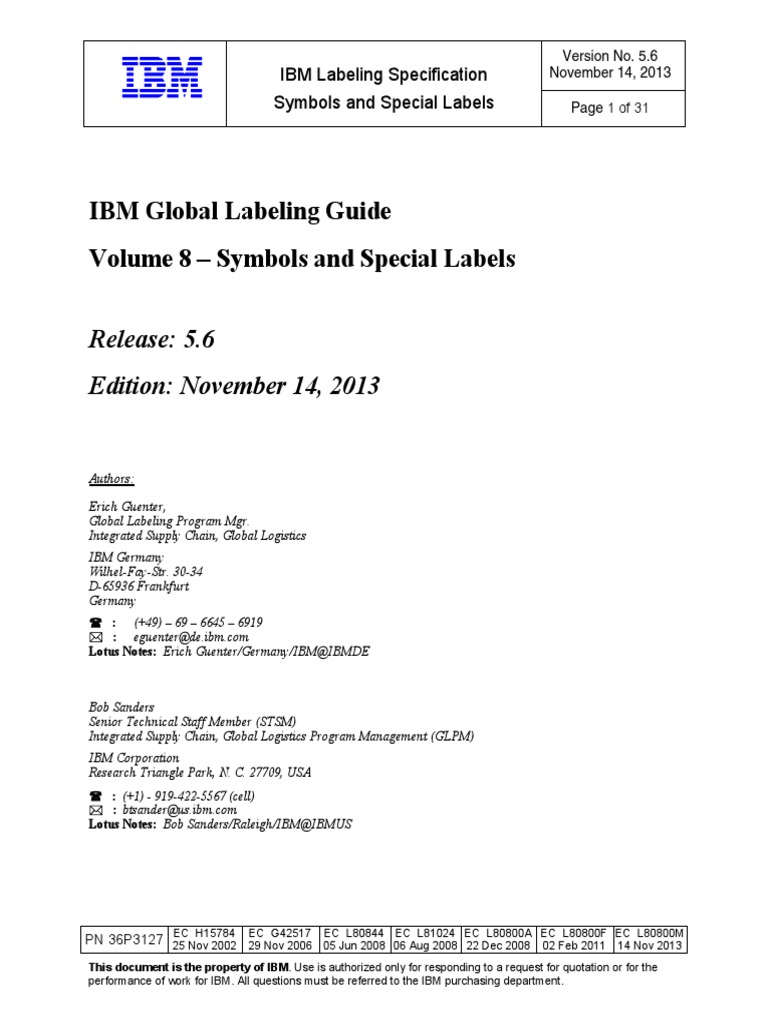 IBM Labeling Specication Symbol and Special Labels PDF | PDF ...