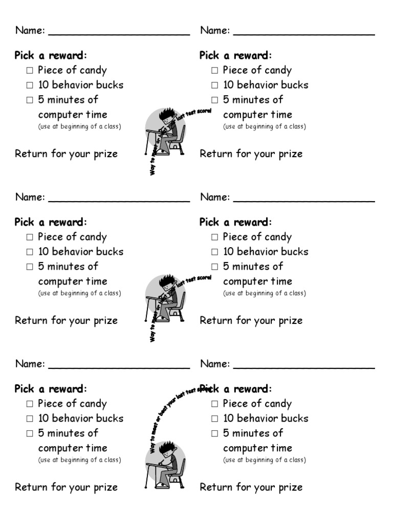 Classroom Reward Selection Sheet | PDF | Home & Garden