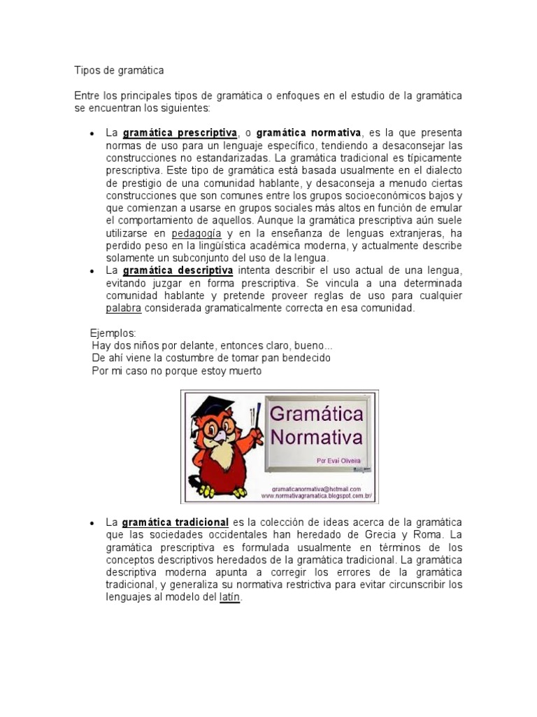 Tipos de Gramática | PDF | Lingüística | Sintaxis